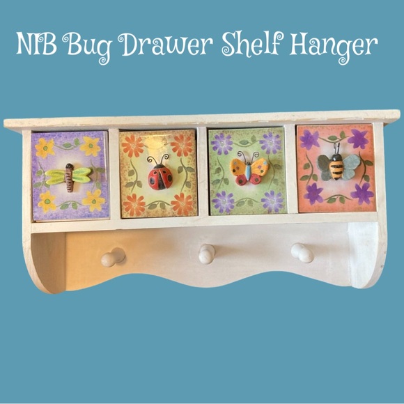 Bug Keepers | Wall Decor | Nib Insect Wall Shelf With 4 Storage Drawer ...